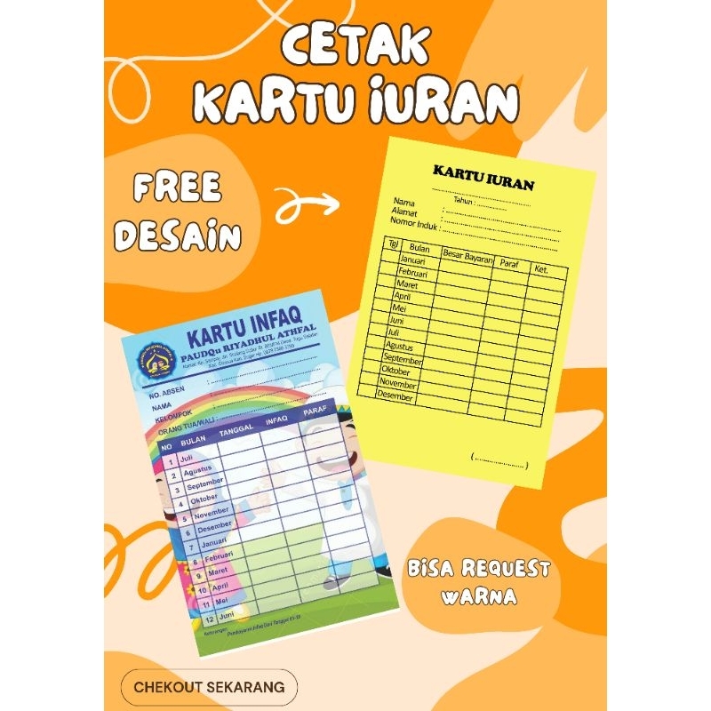 Jual Kartu Iuran SPP CUSTOM-syahriyah ngaji-iuran warga | Shopee Indonesia