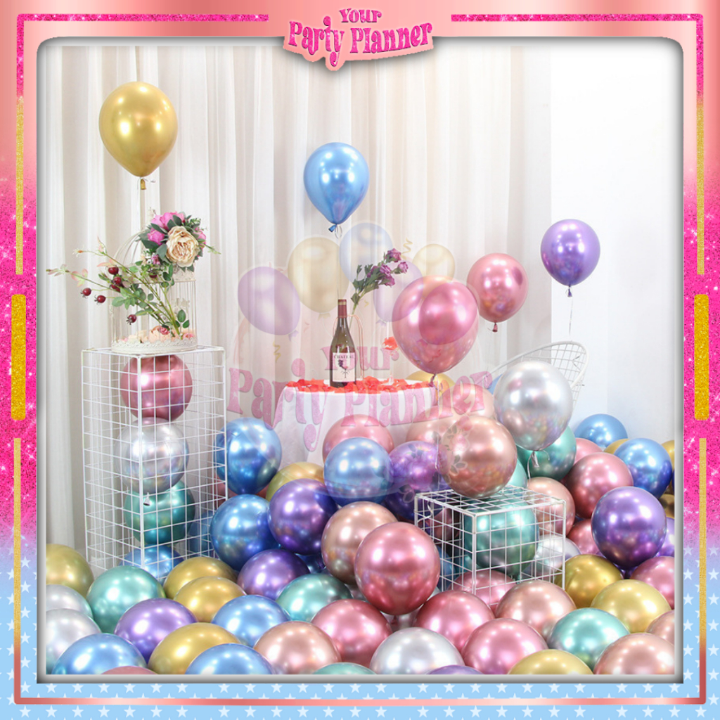 Jual [SATUAN] Balon Latex Chrome Double Metallic Ukuran 10 Inch dan 12 ...