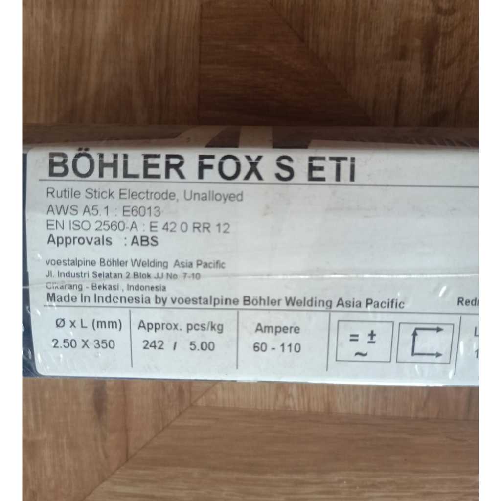 Jual Kawat Las BOHLER FOX S ETI AWS A5.1 E6013 Ukuran 2.50 x 350 mm 5kg ...