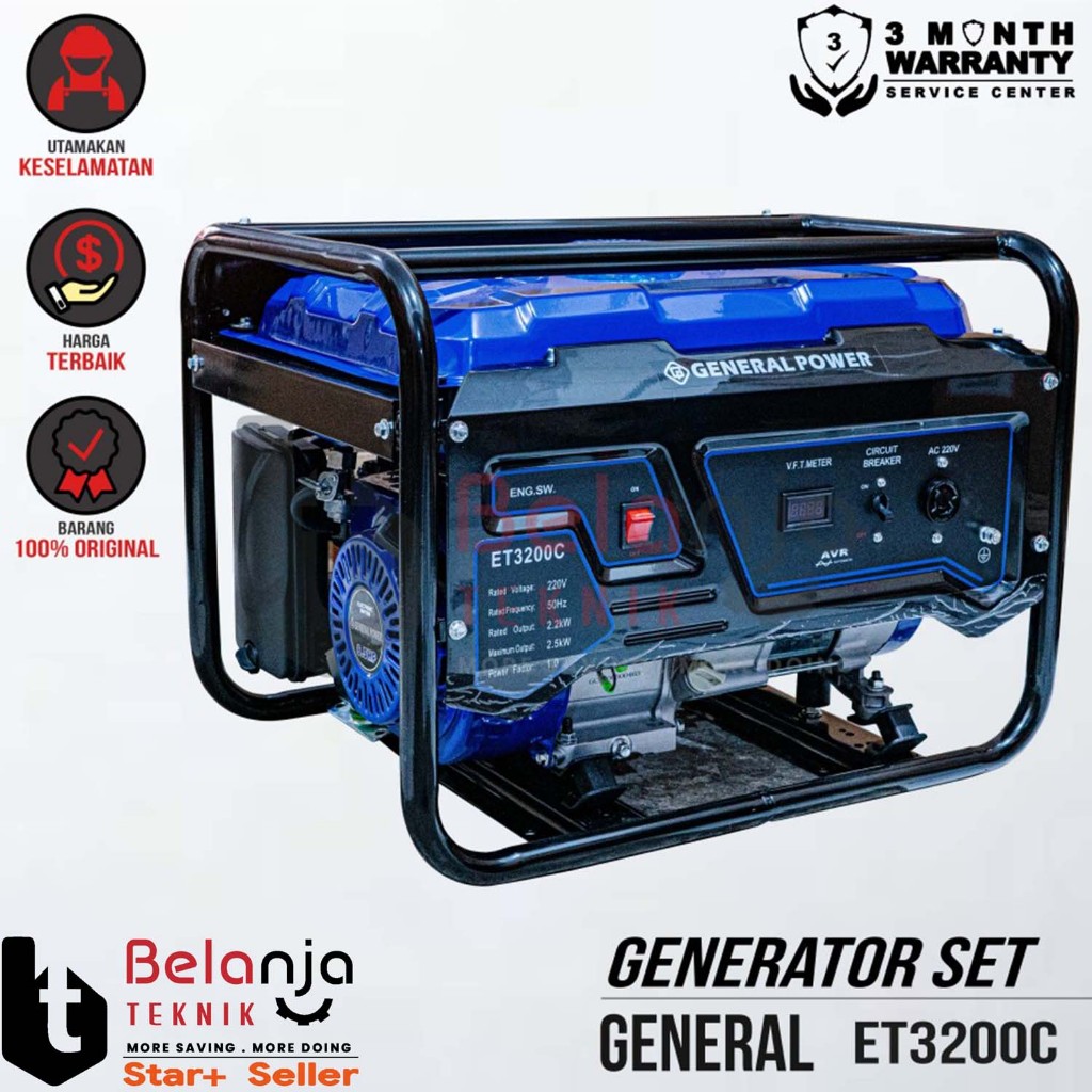 Jual General Mesin Generator Set ET 3200 CE Genset Bensin 2200 Watt ...