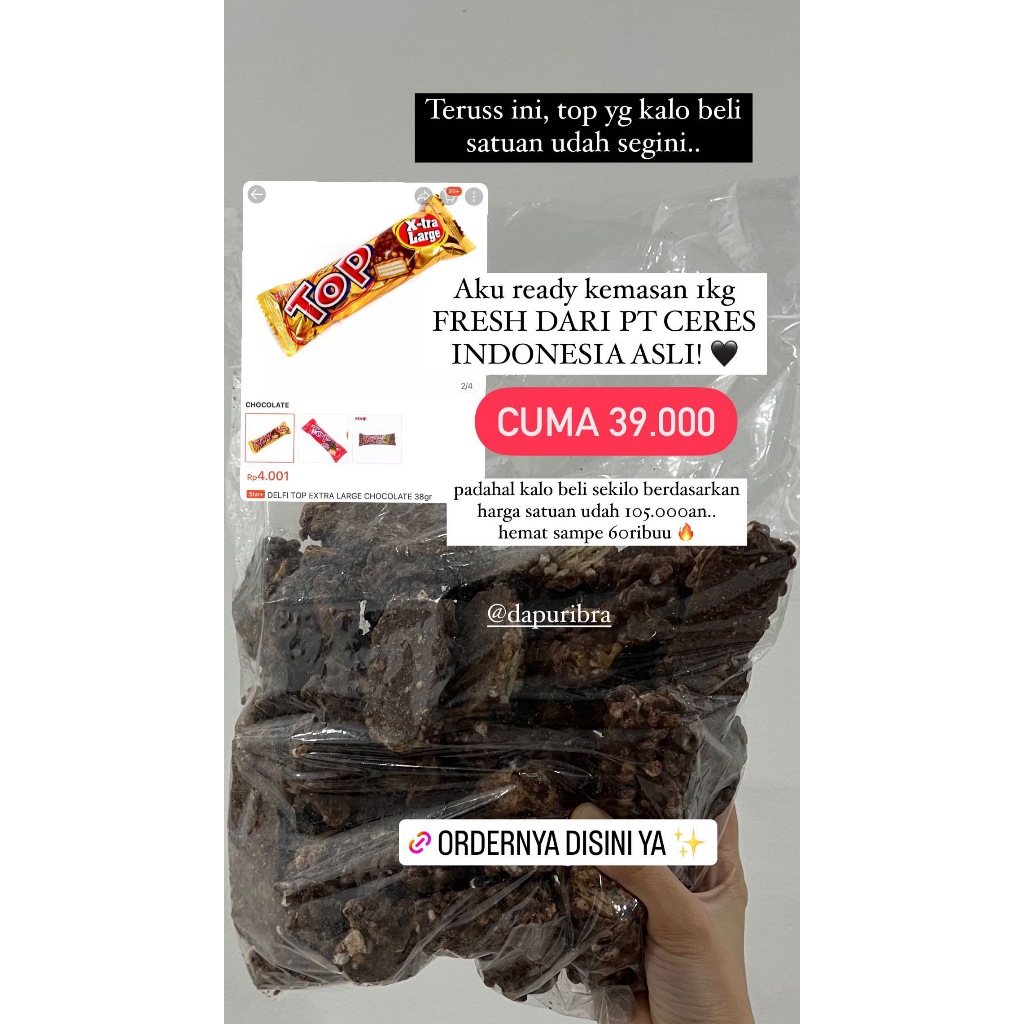 Jual TOP Chocolate 1Kg asli PT. Ceres | Shopee Indonesia