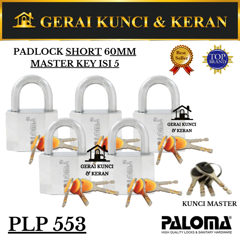 Jual Gembok PALOMA PLP 553 P-500 60MM-5 Short PAKET GEMBOK MASTER KEY ...