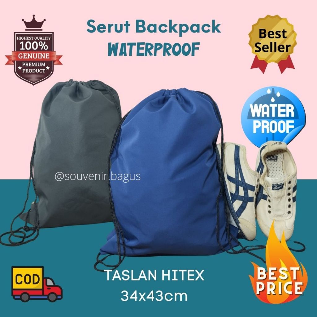 Jual Tas Serut Lari Race anti air String Bag Haji Umroh Pria Wanita Anti Air Gymsack Drawstring ...