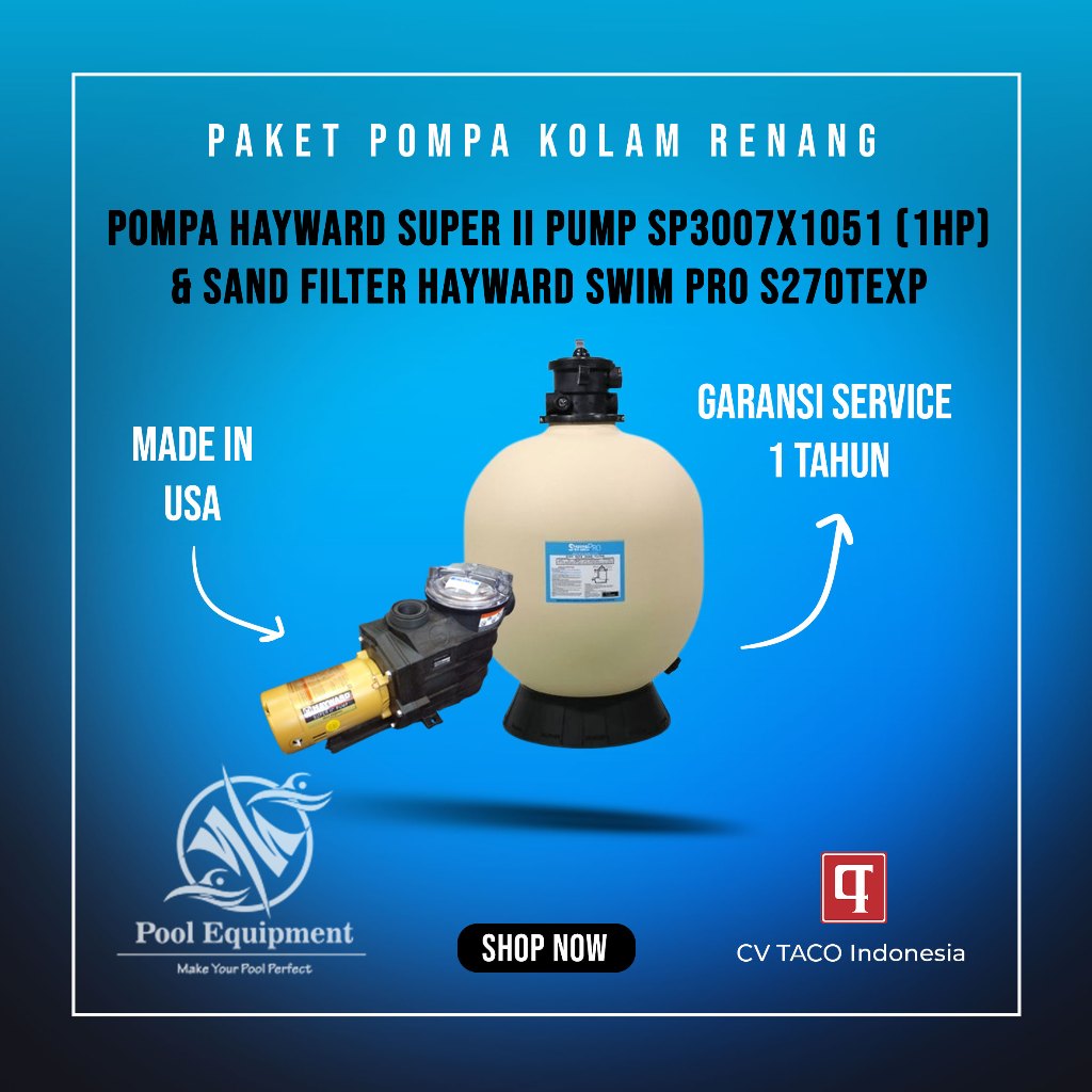 Jual Paket Pompa Kolam Renang HAYWARD USA 1HP Super Pump II SP3007X1051 ...