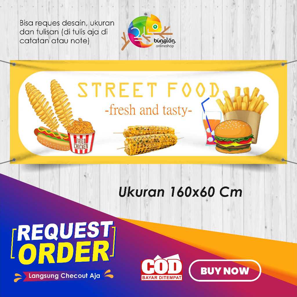 Jual Spanduk Banner 160x60 Street Food Makanan Korea Model B Custom ...