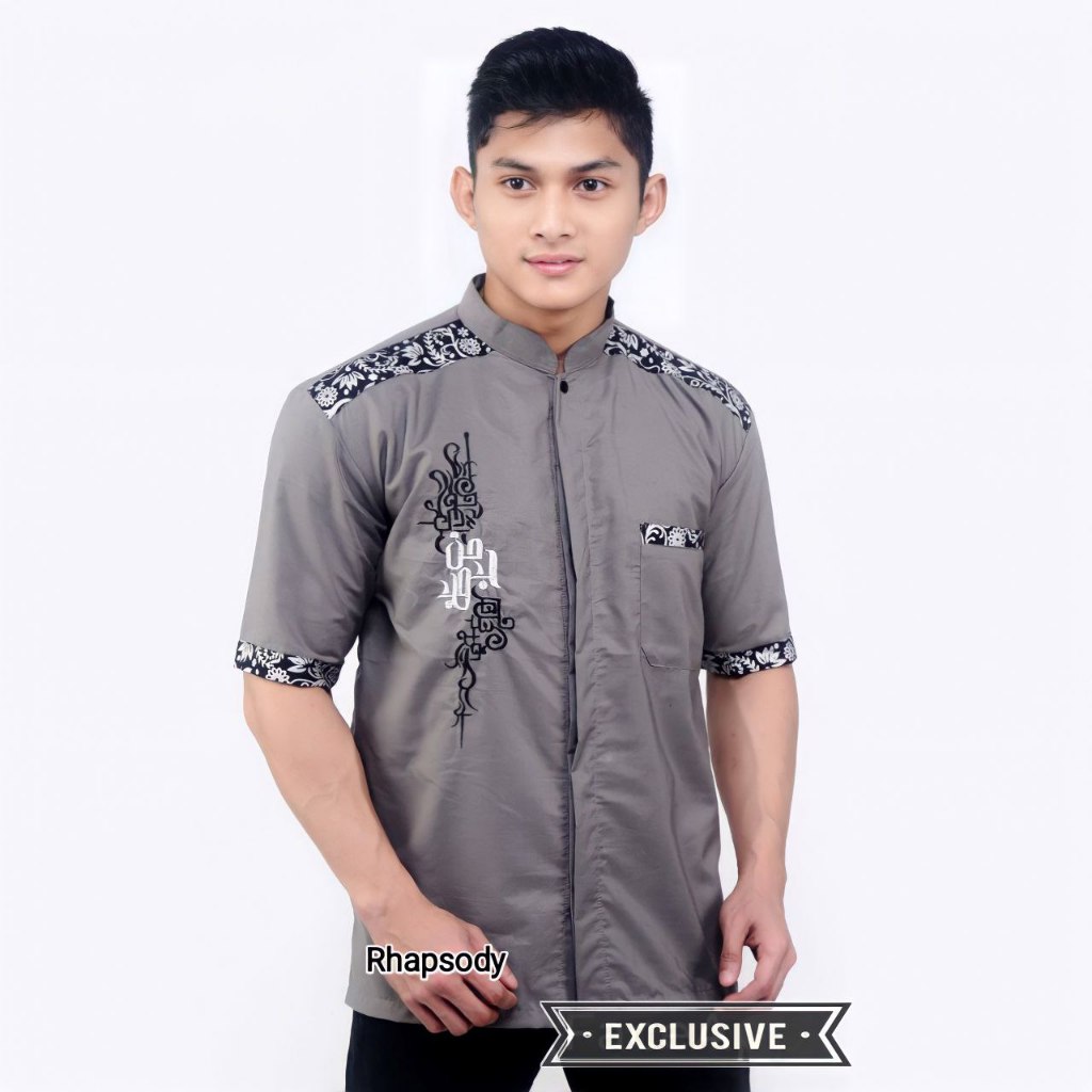 Jual Baju Koko lengan pendek pria premium kekinian motif bordir ...