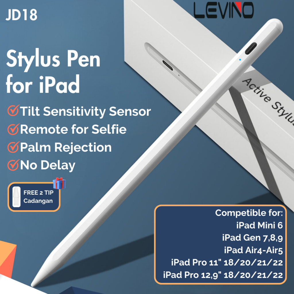 Jual Levino - JD18 Pencil Stylus Pen Gen2 Apple Pencil 1/2 untuk iPad ...