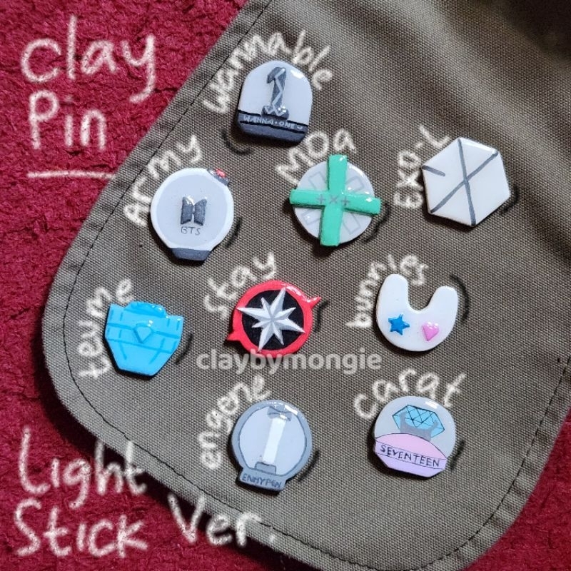Jual [PO] Clay Pin Kpop Lightstick | BTS, EXO, Seventeen, Wanna one, Stray kids, TXT, Enhypen ...