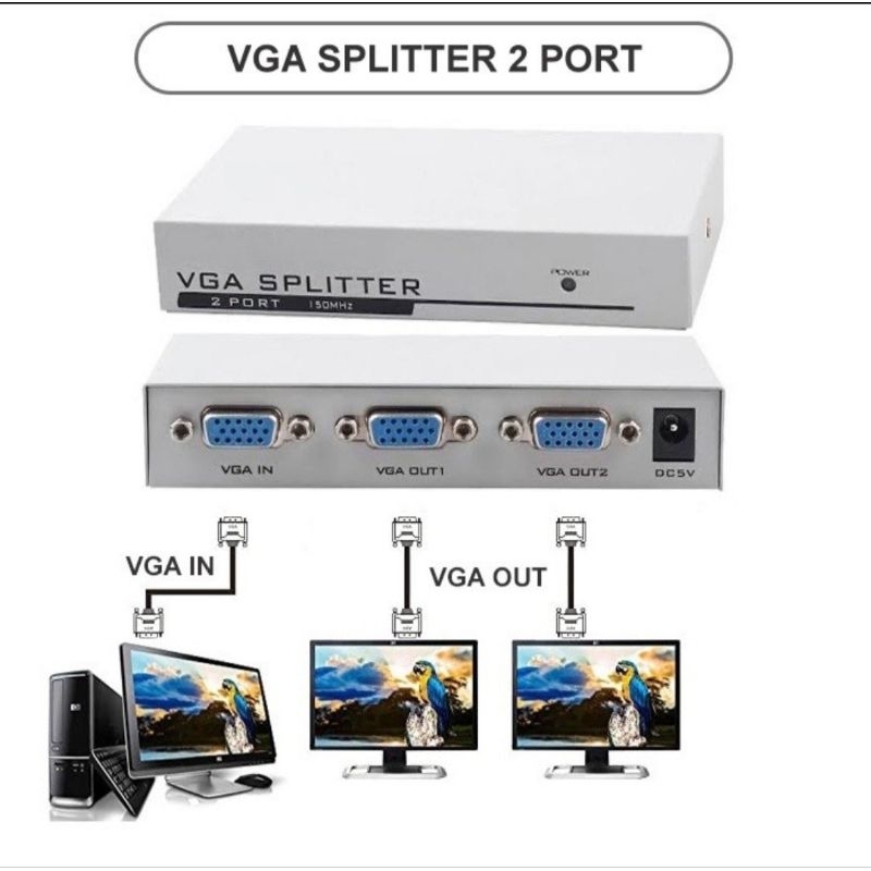 Jual VGA SPLITTER 2 PORT (ALAT PENGHUBUNG 1CPU KE 2MONITOR) | Shopee ...