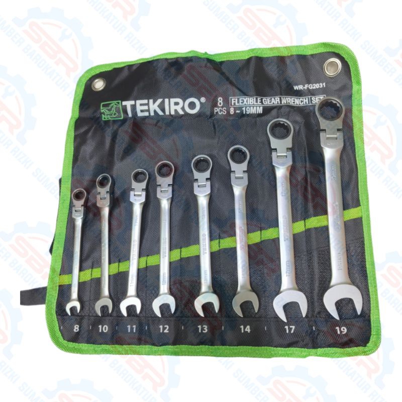 Jual TEKIRO KUNCI RING PAS RACHET PLEXIBLE SET 8 PCS | Shopee Indonesia
