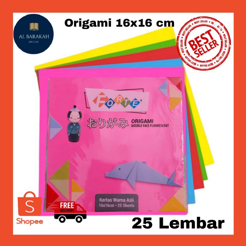 Jual Kertas Origami 16 x 16cm (25 lembar) 2 Sisi (Double Face) Forte ...