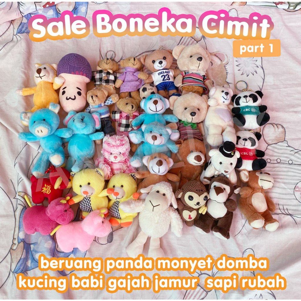Jual Boneka Kecil Binatang Jamur Beruang Panda Monyet Domba Kucing Babi ...