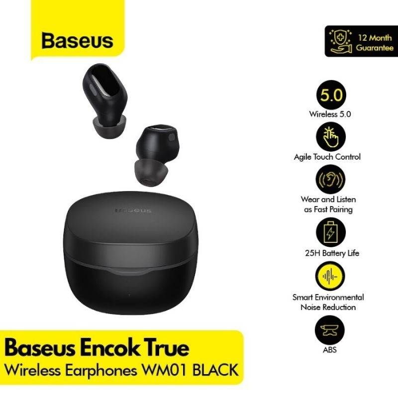 Jual BASEUS ENCOK TRUE WIRELESS EARPHONES WM01 | Shopee Indonesia