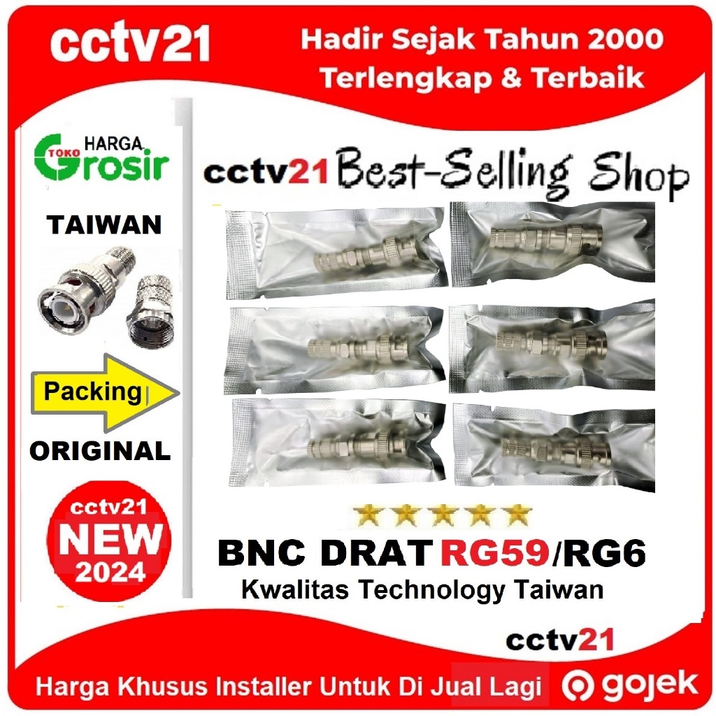 Jual Konektor / connector cctv Jack BNC RG59 Premium Taiwan Dalam Bungkus Harga Khusus Installer ...