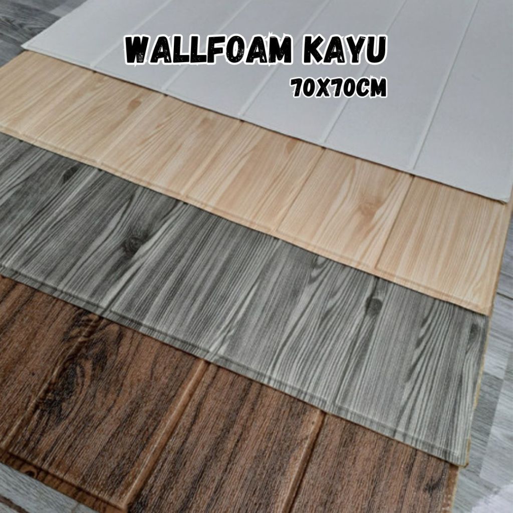 Jual Wallpaper Dinding 3D Foam Motif Kayu Cream Putih Cokelat Abu-Abu ...