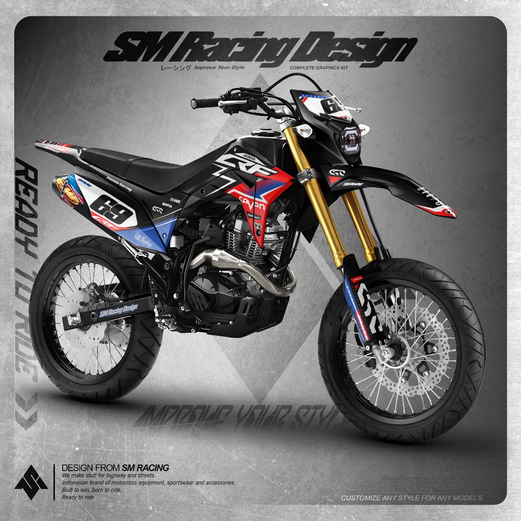 Jual Decal Stiker Honda CRF 150 L Full Body Warna Hitam Merah Biru Navy ...