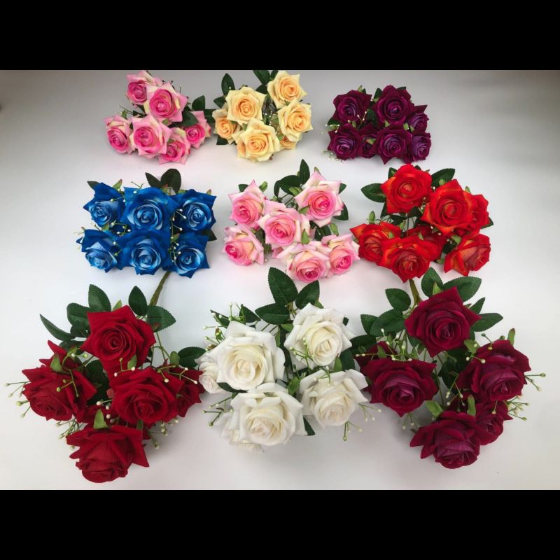 Jual BUNGA MAWAR BELUDRU BESAR 7 CABANG / BUNGA MAWAR ARTIFICIAL ...