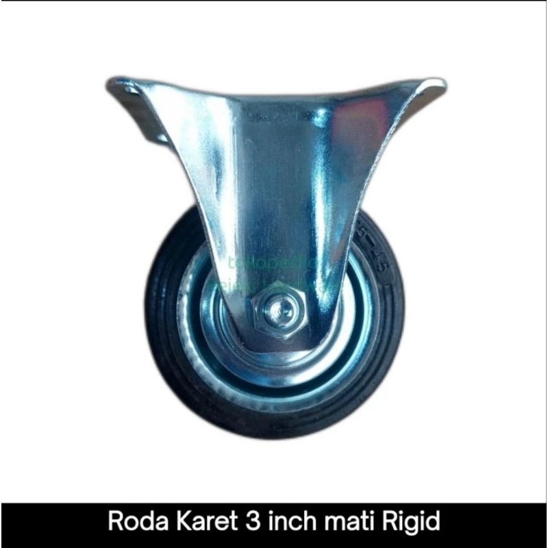 Jual Roda Karet Hitam Mati 3 inch Roda Gerobak Trolley Rigid 3" 75 mm ...