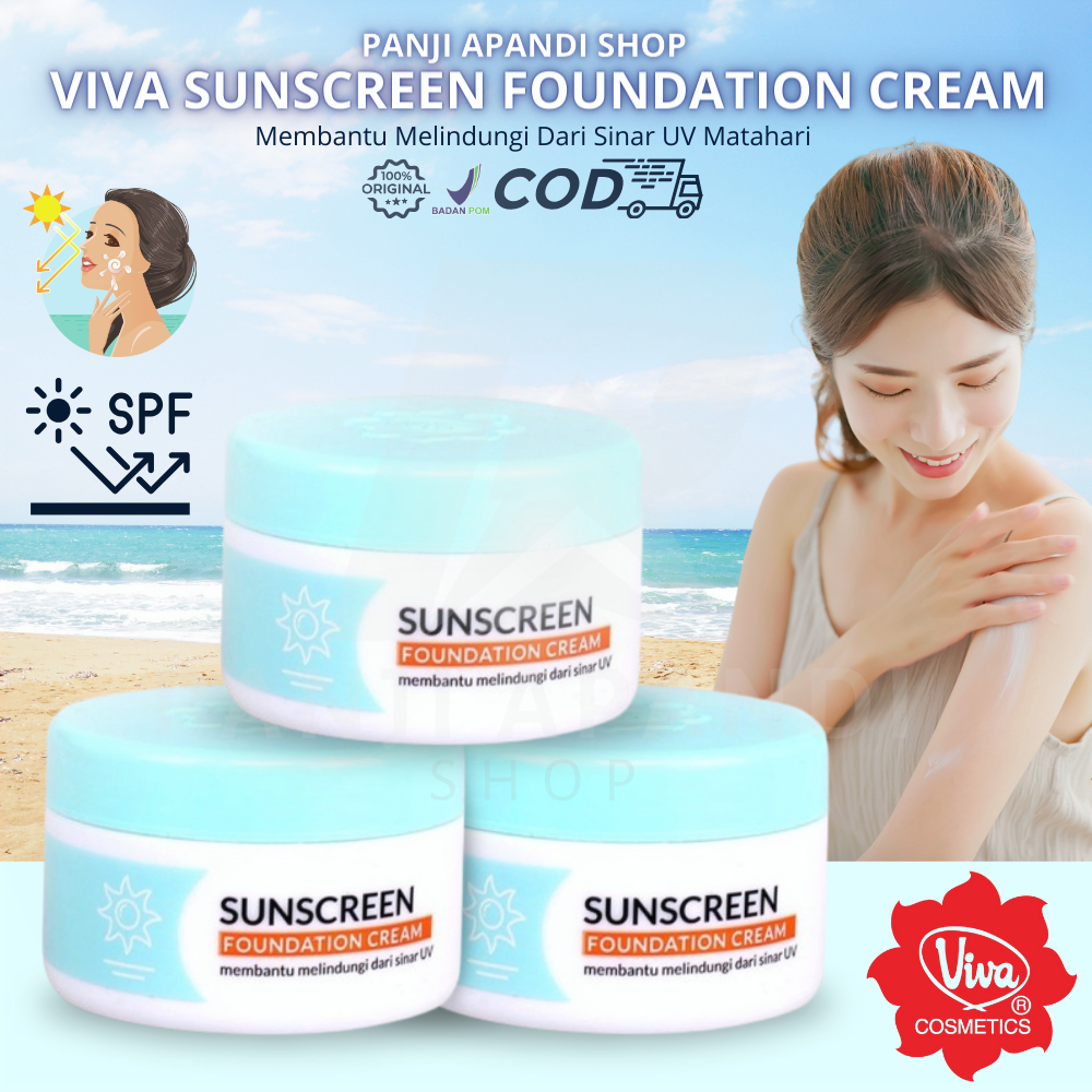 Jual Viva Sunscreen Foundation UV Filter 22gr – Cream Sunscreen SPF 30+ PA+++ Original BPOM ...