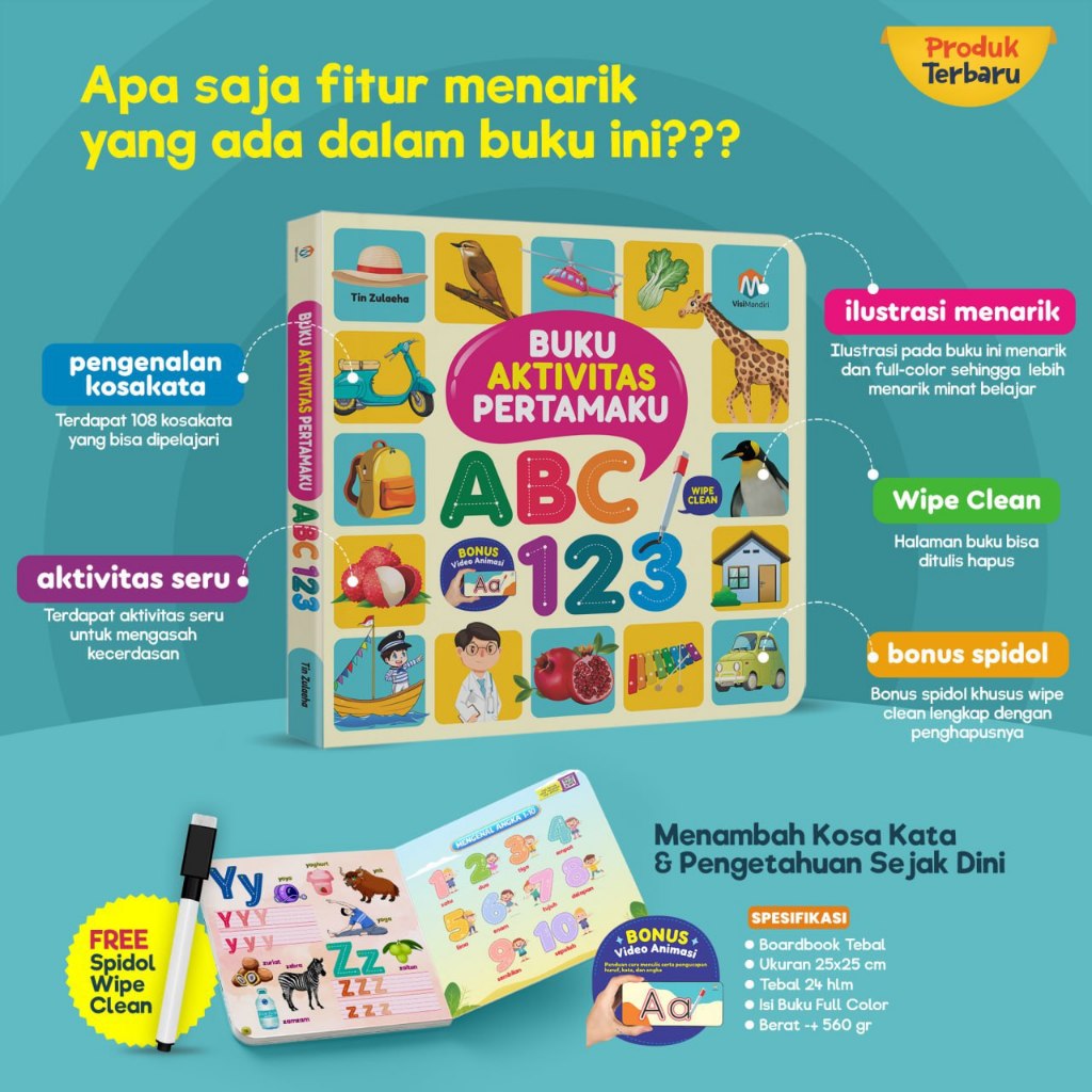 Jual Buku Aktivitas Pertamaku ABC 123 big boardbook anak bayi umur 0 6 ...