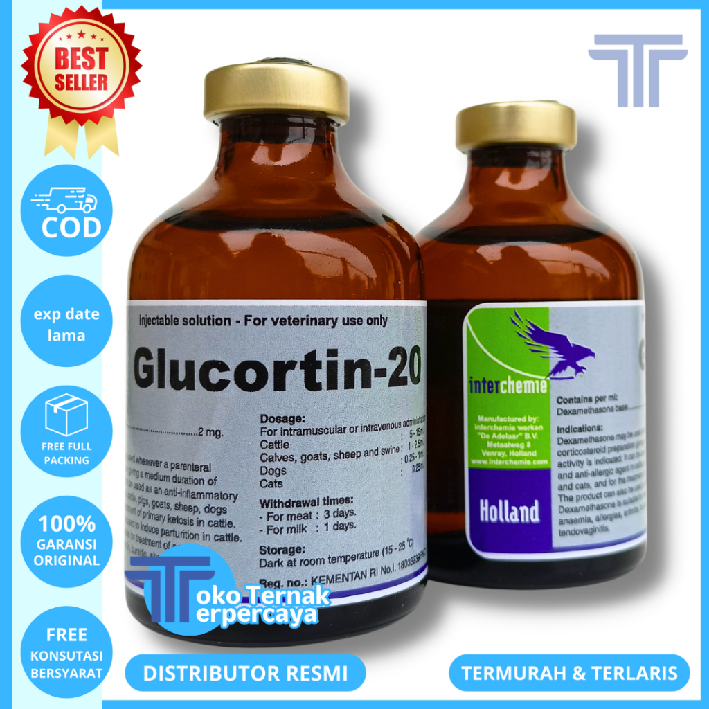Jual GLUCORTIN-20 Vol 50ML - Analgesik Anti inflamasi Antipiretik Hewan ...