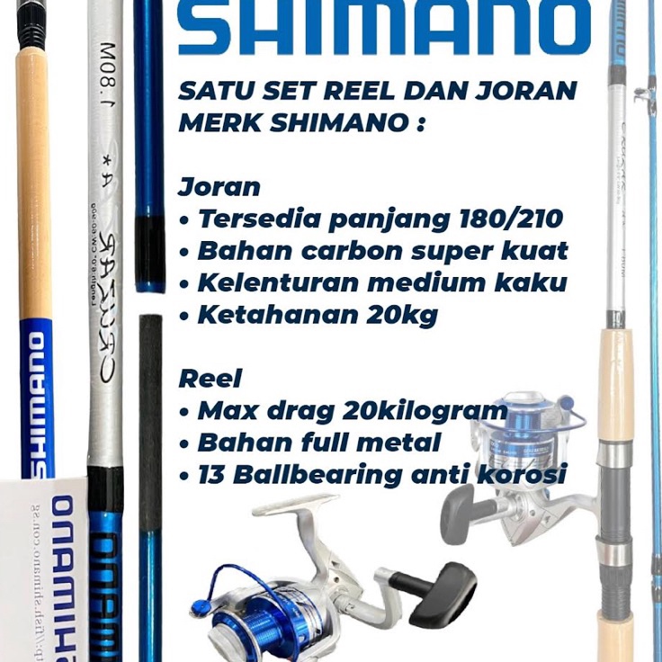 Jual Satu set reel dan joran SHIMANO 1821 dan reel full metal 6 | Shopee Indonesia