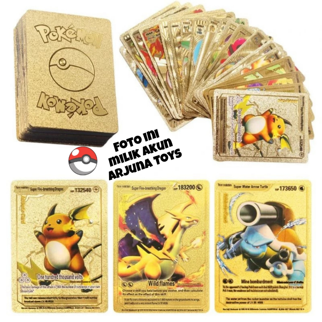 Jual Kartu P0kem0n Emas 1 Box 55pcsAsli Bahan Metal Pokemon Gold ...