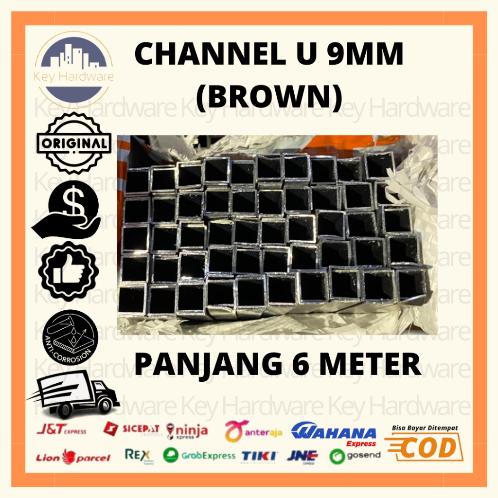Jual CHANNEL U 9MM / ALUMINIUM/ PANJANG 6 METER | Shopee Indonesia