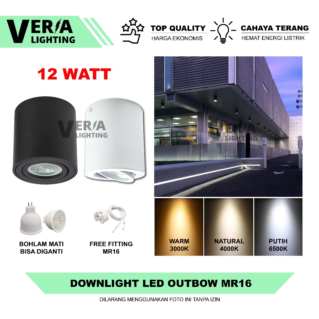 Jual Lampu Downlight Outbow MR16 LED Plafon Sorot 12W Spotlight 12 Watt | Shopee Indonesia