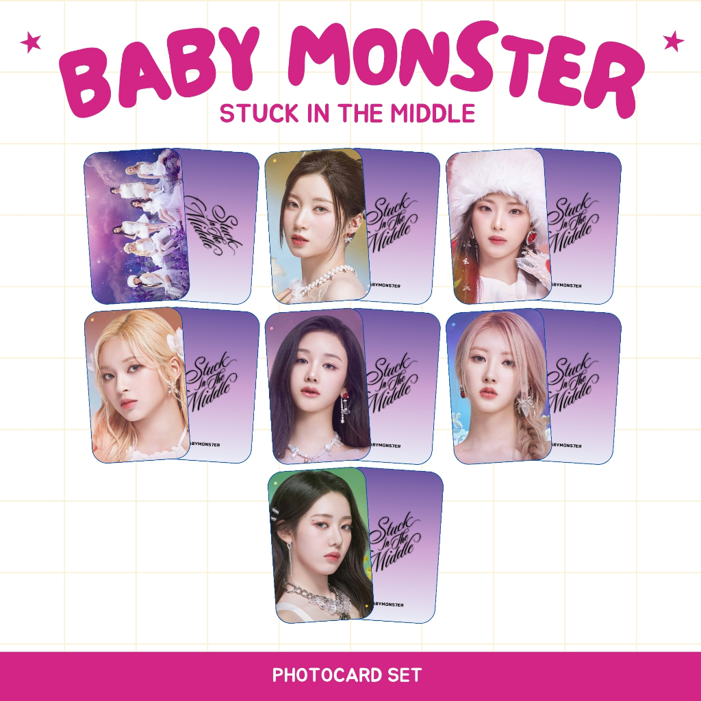 Jual PHOTOCARD BABYMONSTER STUCK IN THE MIDDLE 2SISI (ISI 7 PCS + LAMINASI 2 SISI) TANDA TANGAN ...