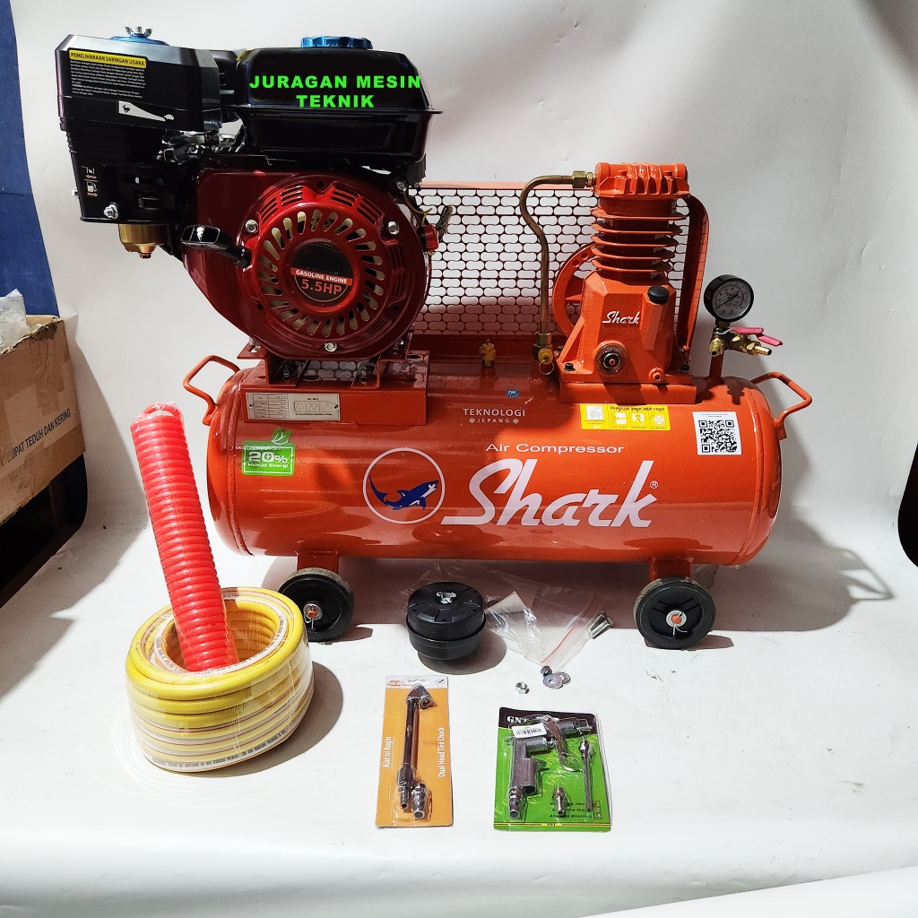 Jual Komplit Mesin Kompresor Bensin SHARK 1/4 HP + Mesin Penggerak | Shopee Indonesia