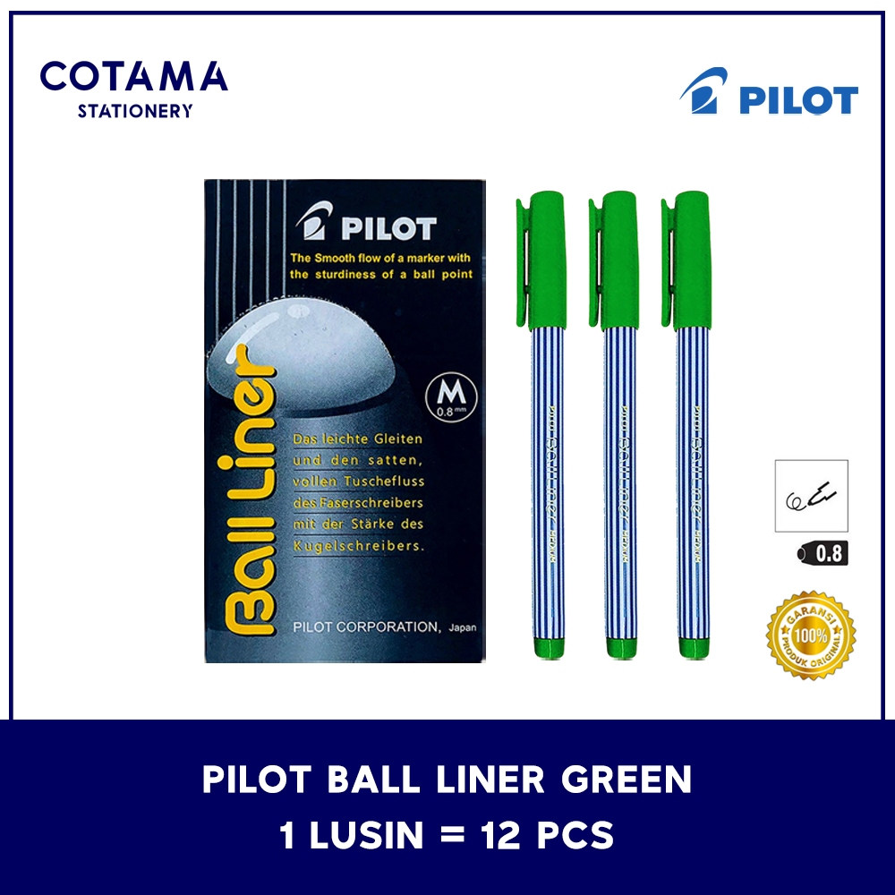 Jual Pulpen Pilot Balliner / Bolpoin Ball Liner 0.8 mm - 1 lusin isi 12 ...