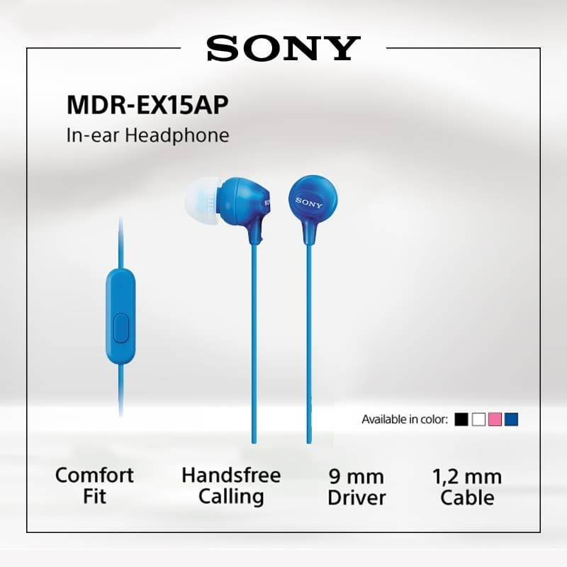 Jual Headset Sony MDR-EX15AP Earphone In-Ear Bass Audio Jack 3.5mm ...