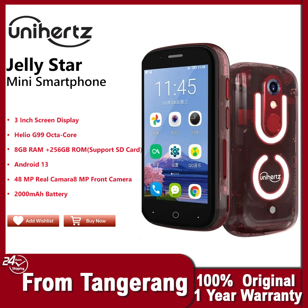 Jual Unihertz Jelly Star Android 13 Mini Smartphone 8GB 256GB Led Light Unlocked Transparent ...