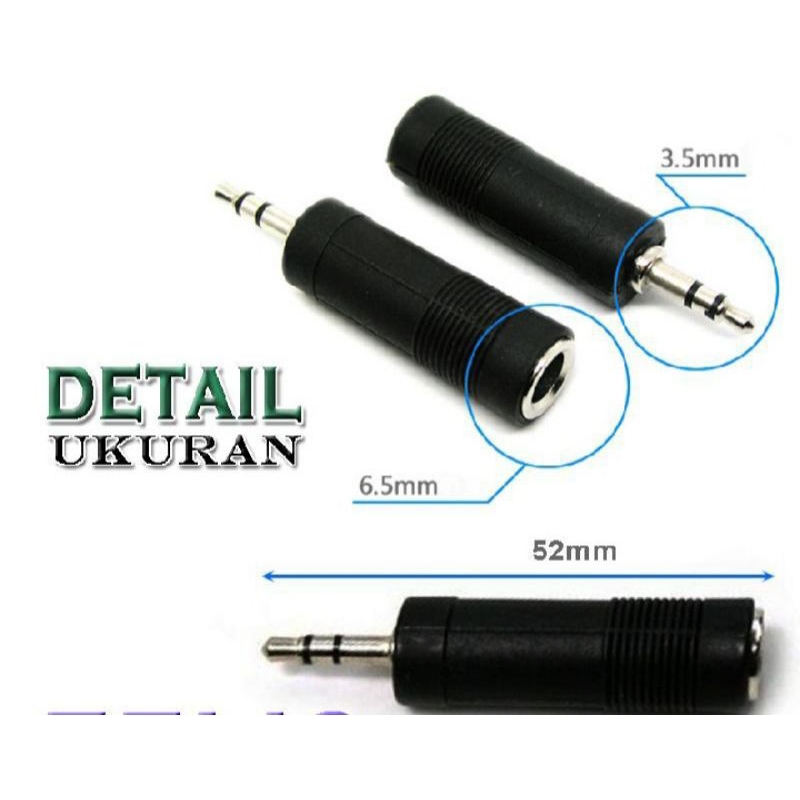 Jual converter jack audio 3,5mm to 6,5mm colokan mic kecil ke besar ...