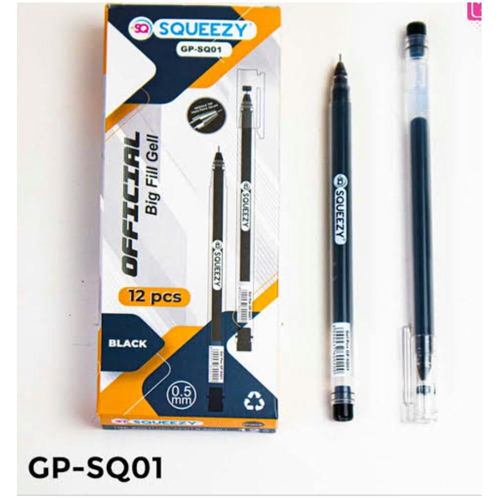 Jual gel pen SQUEEZY GP-SQ01 0.5mm (harga 1lusin) | Shopee Indonesia