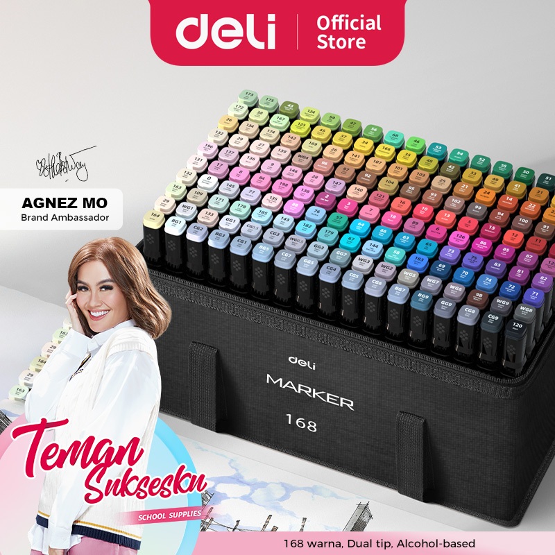 Jual Deli Spidol Sketsa Profesional / Sketch Marker 168 Warna Dual Tip ...