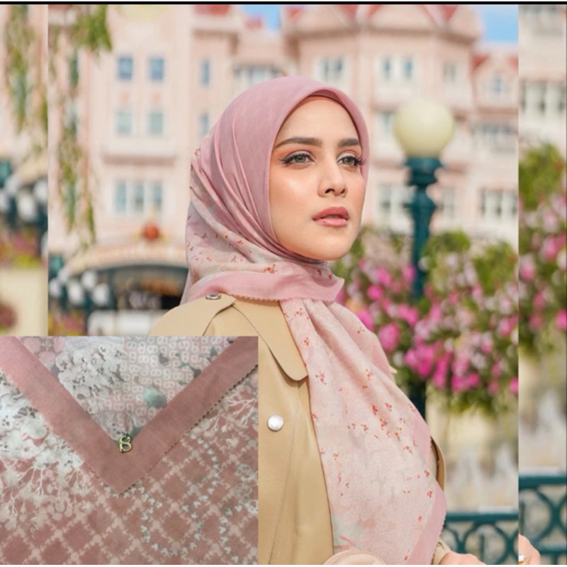 Jual jilbab segiempat hijab segi empat motif Voal buttonscarves | Shopee Indonesia
