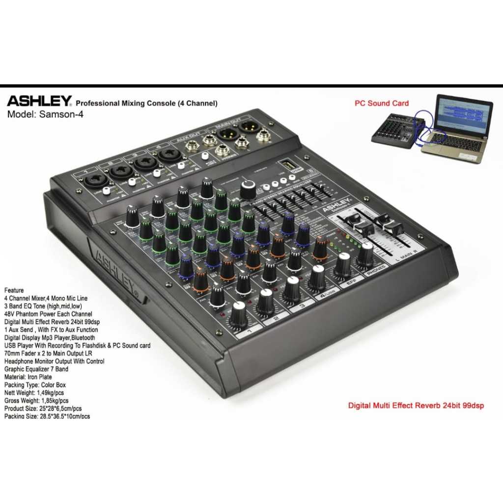 Jual Mixer Ashley Samson 4 channel Samson4 USB Recording Soundcard PC ...