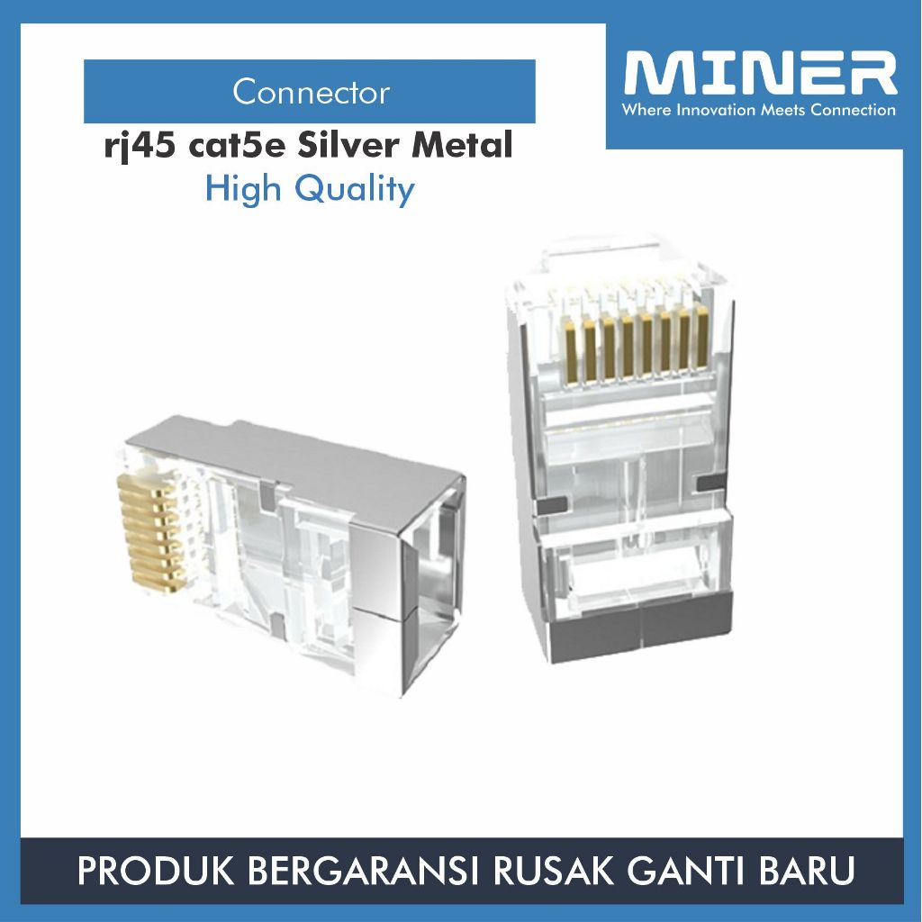 Jual MINER Konektor LAN RJ45 Cat5e SIlver Metal Kualitas Premium ...