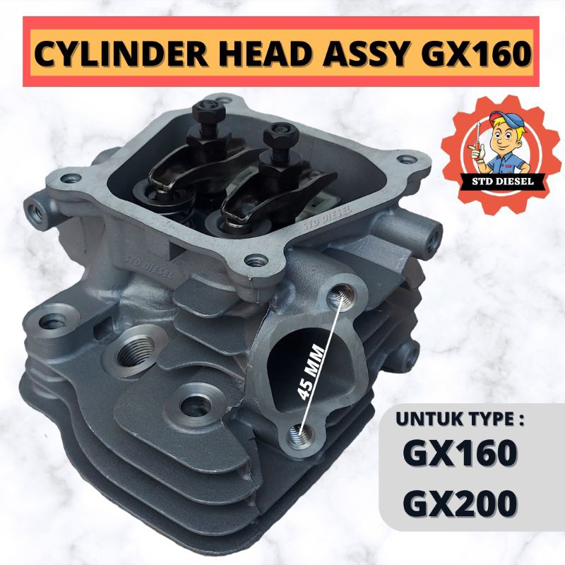 Jual CYLINDER HEAD ASSY GX160 GX200 SILINDER KOP KOMPLIT RUMAH KLEP ASSY WITH ROCKER ARM MESIN ...