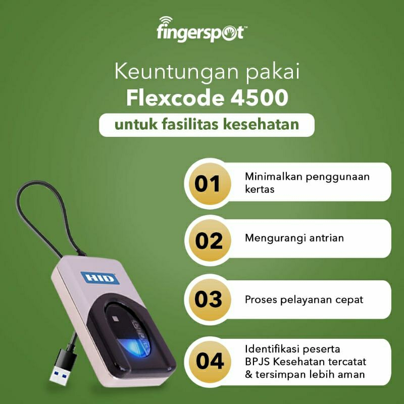 Jual Fingerprint Flexcode 4500 sdk u are u 4500 fingerspot BPJS ...