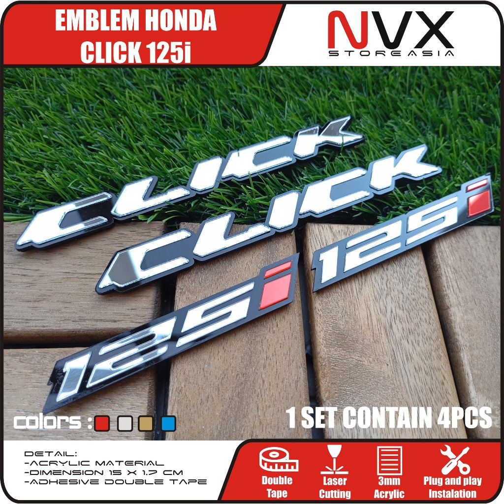 Jual 1 SET 4PCS Emblem Honda Click 125i 150i Stiker Logo Timbul Vario ...