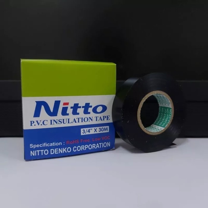 Jual nitto tape 3/4" x 30 meter isolasi kabel listrik | Shopee Indonesia