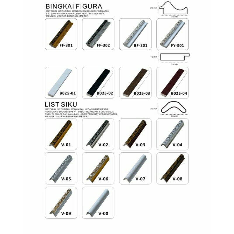 Jual LIST SIKU FIGURA PVC 3,5 CM × 4 METER | Shopee Indonesia