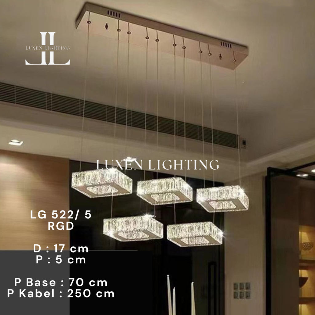 Jual Lampu Gantung Hias Kristal Elegan Mewah Led Tricolor LG 522 / 5 ...