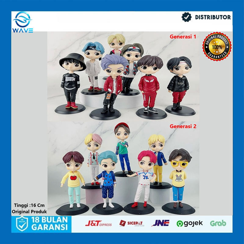 Jual BTS Action Figure Set 7 Member TinyTan Taehyung Jimin RM JK Tinggi 16CM Figure Model ...