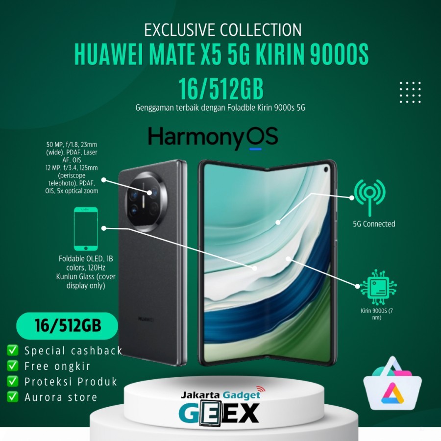 Jual Huawei Mate x5 5G Kirin 9000s 16GB 512GB Feather Black Pajak resmi | Shopee Indonesia