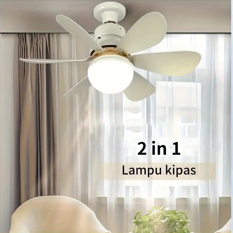 Jual Lampu Kipas Langit-langit 2-in-1 E27 Lampu Kipas LED Senyap Cerdas ...