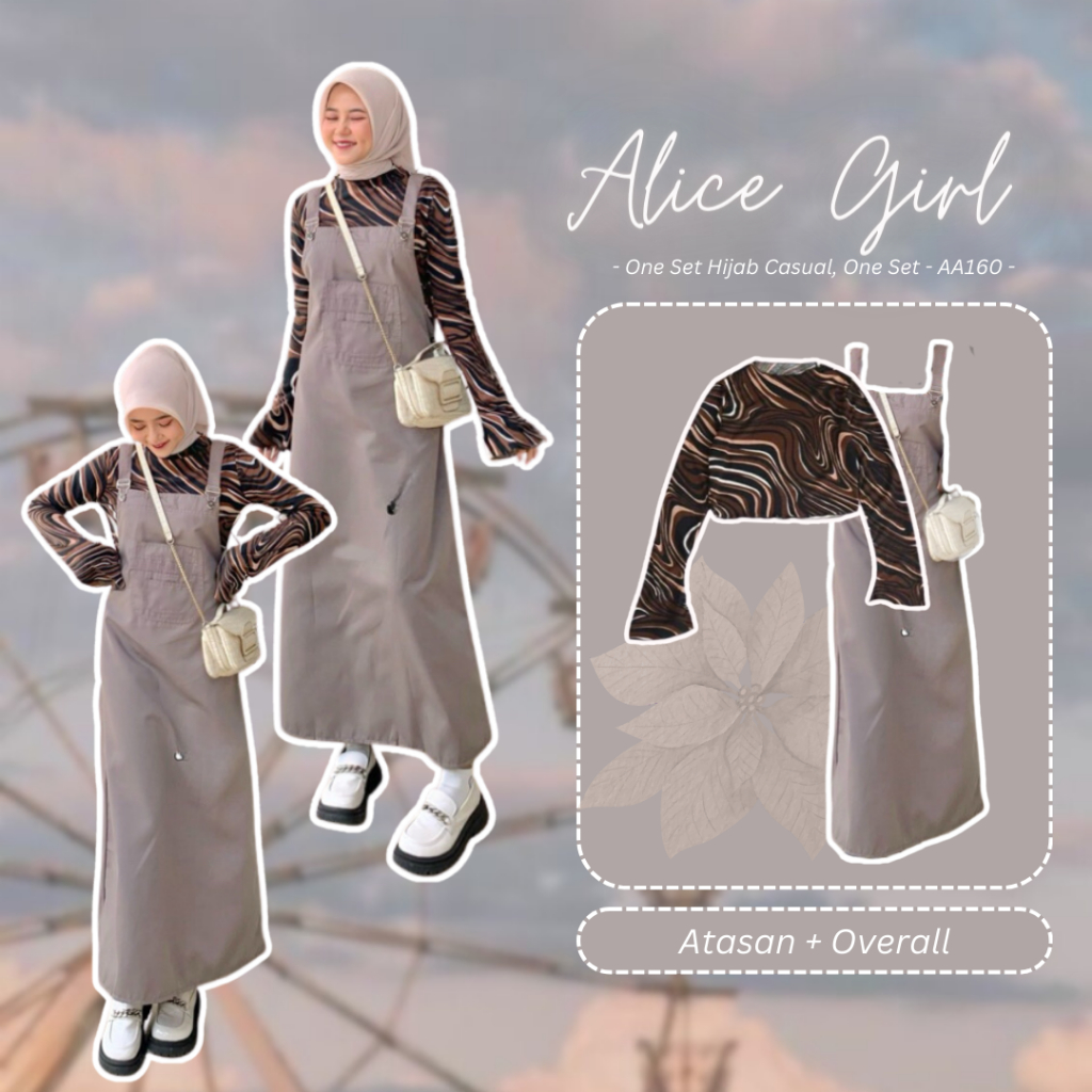 Jual 2in1 One Set Hijab Casual Outfit Cewe Kekinian Terbaru Overall OOTD Hangout Nongkrong ...